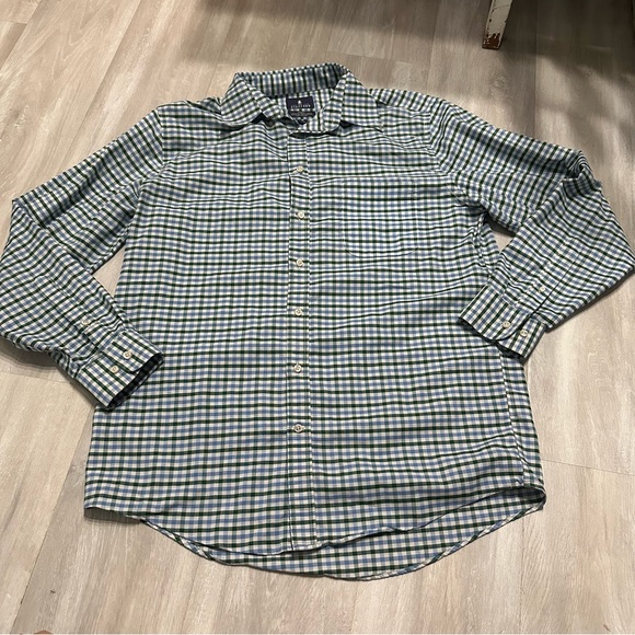 Stafford | Shirts | Stafford Green Blue Plaid Mens Regular Fit Shirt Sz 6 3435 | Poshmark